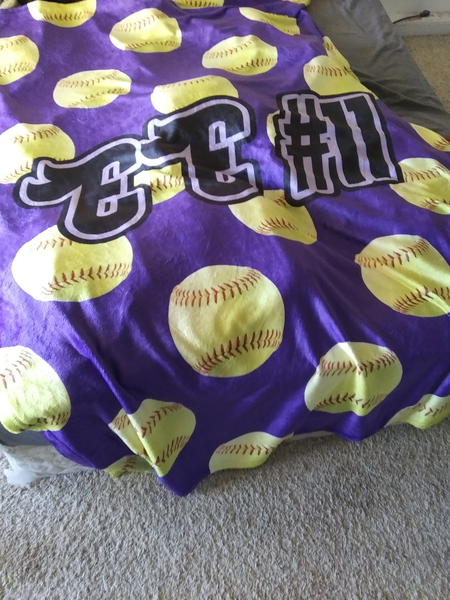 Custom Softball Minky Blanket (Personalized) | YouCustomizeIt