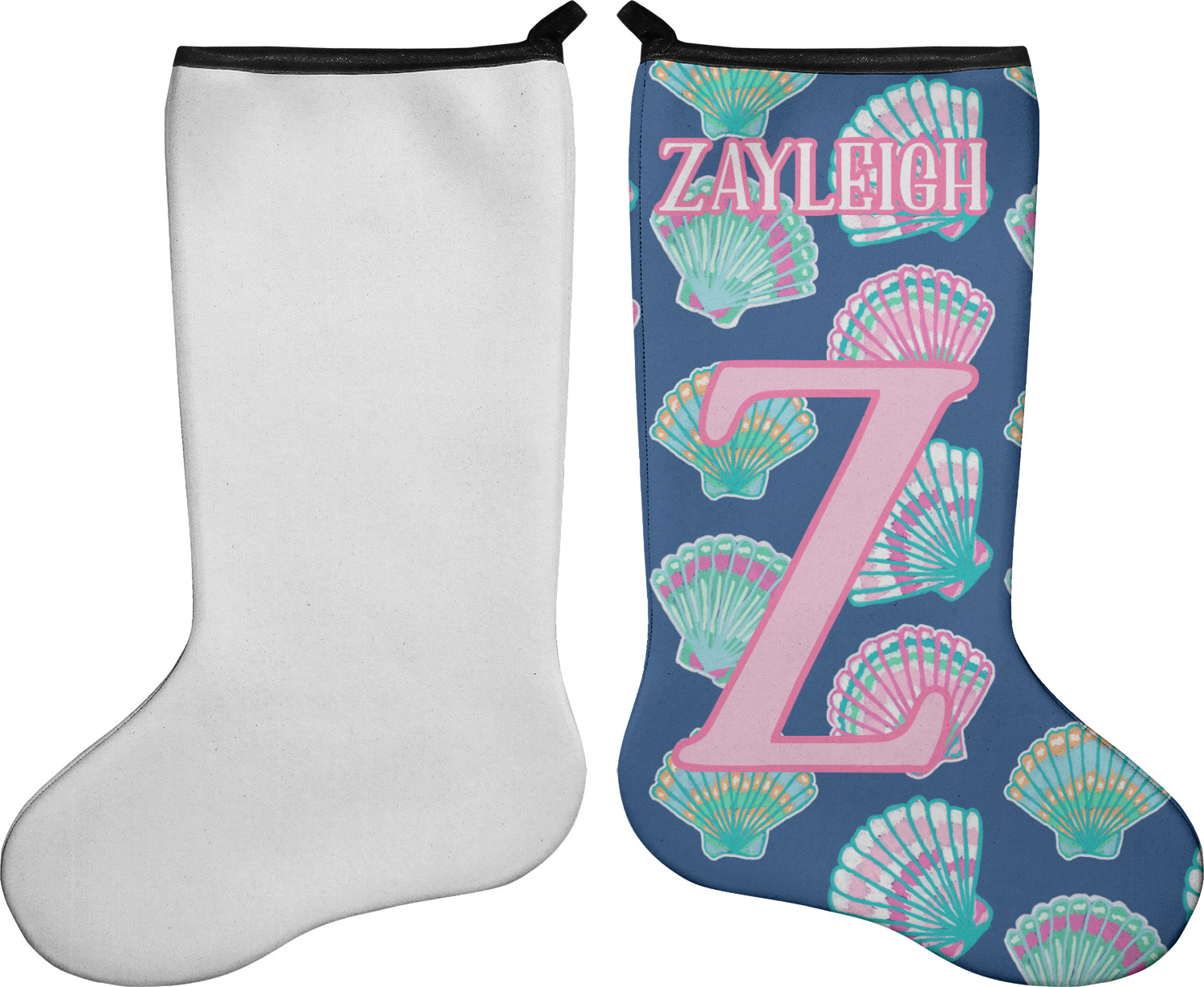 Custom Preppy Sea Shells Holiday Stocking - Neoprene (Personalized ...