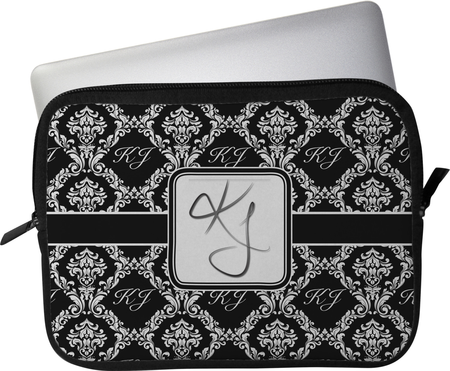 Custom Monogrammed Damask Laptop Sleeve / Case (Personalized ...