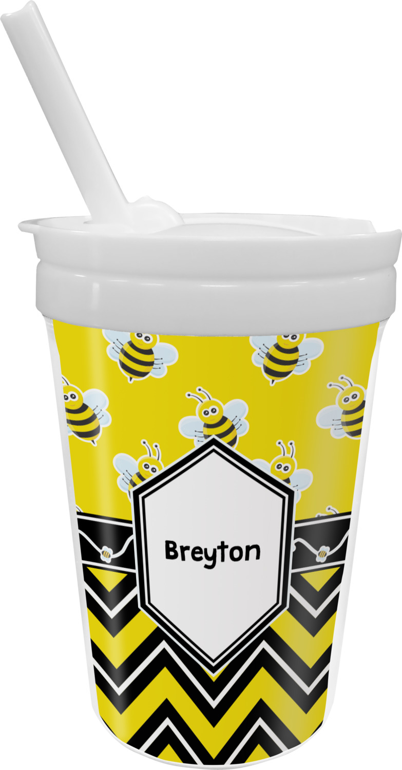 Custom Buzzing Bee Sippy Cup with Straw (Personalized) | YouCustomizeIt
