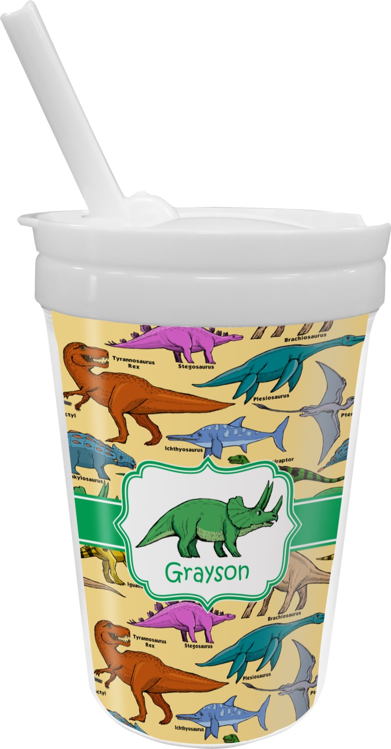 Custom Dinosaurs Sippy Cup with Straw (Personalized) | YouCustomizeIt