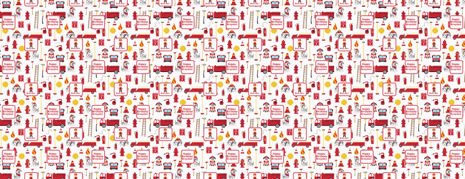 Custom Firefighter Character Wrapping Paper Roll - Small (Personalized ...