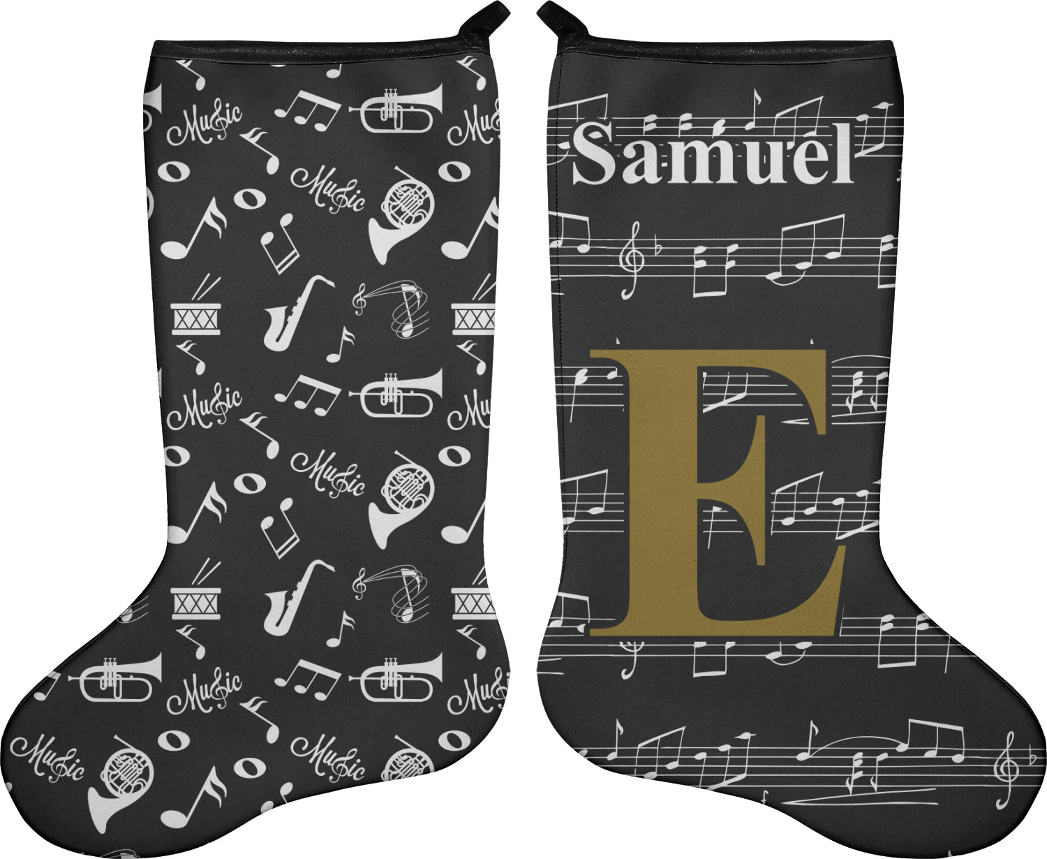 Custom Musical Notes Holiday Stocking - Neoprene (Personalized ...