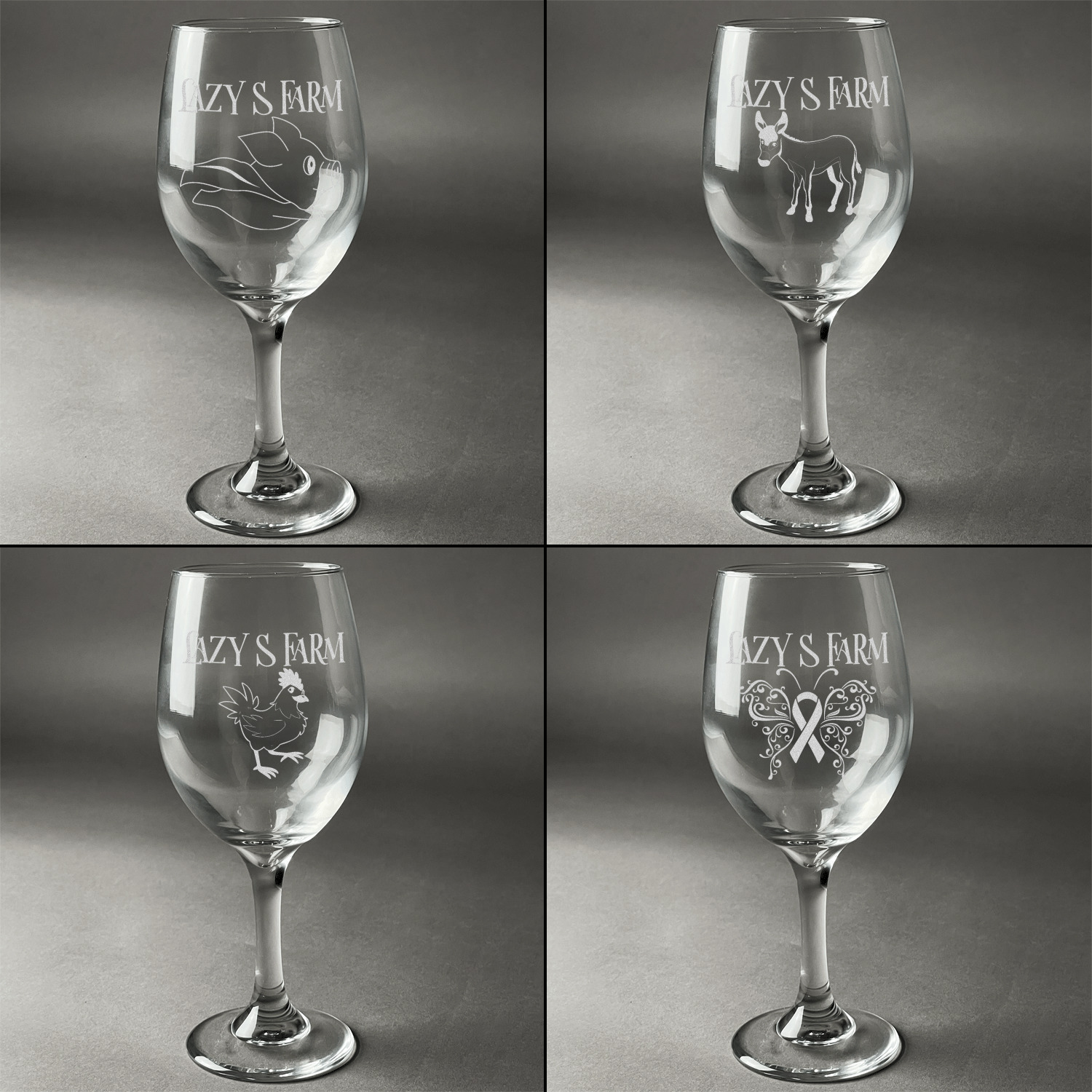 Custom Wine Glasses - Laser Engraved - Set of 4 | Design & Preview ...