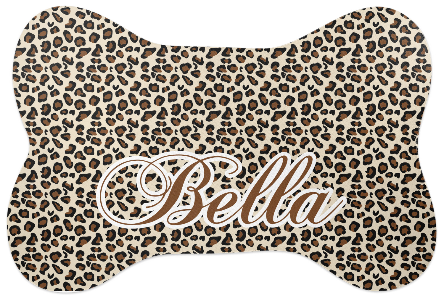 Custom Leopard Print Bone Shaped Dog Food Mat (Personalized ...