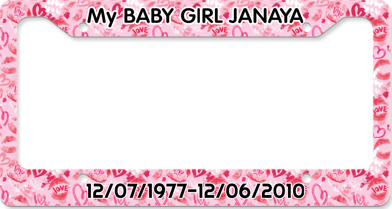 Custom Lips n Hearts License Plate Frame (Personalized) | YouCustomizeIt