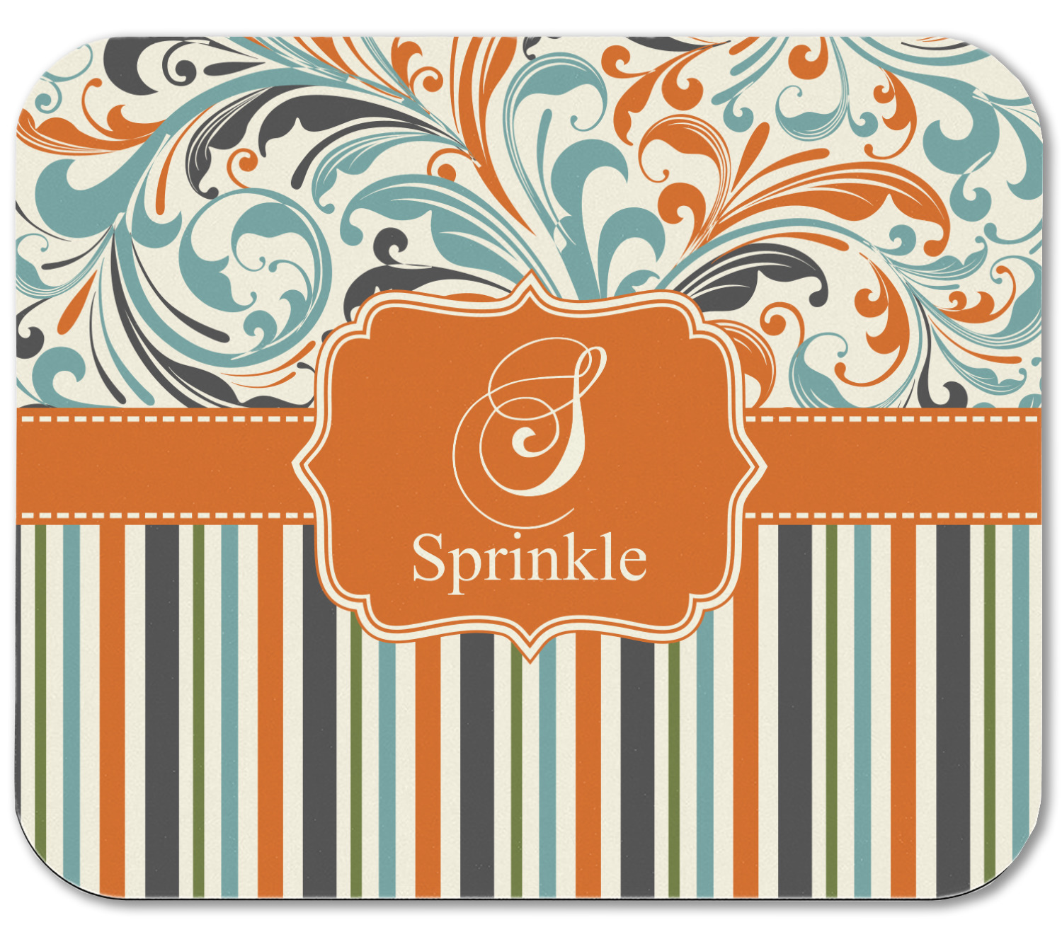 Custom Orange Blue Swirls & Stripes Mouse Pad (Personalized ...