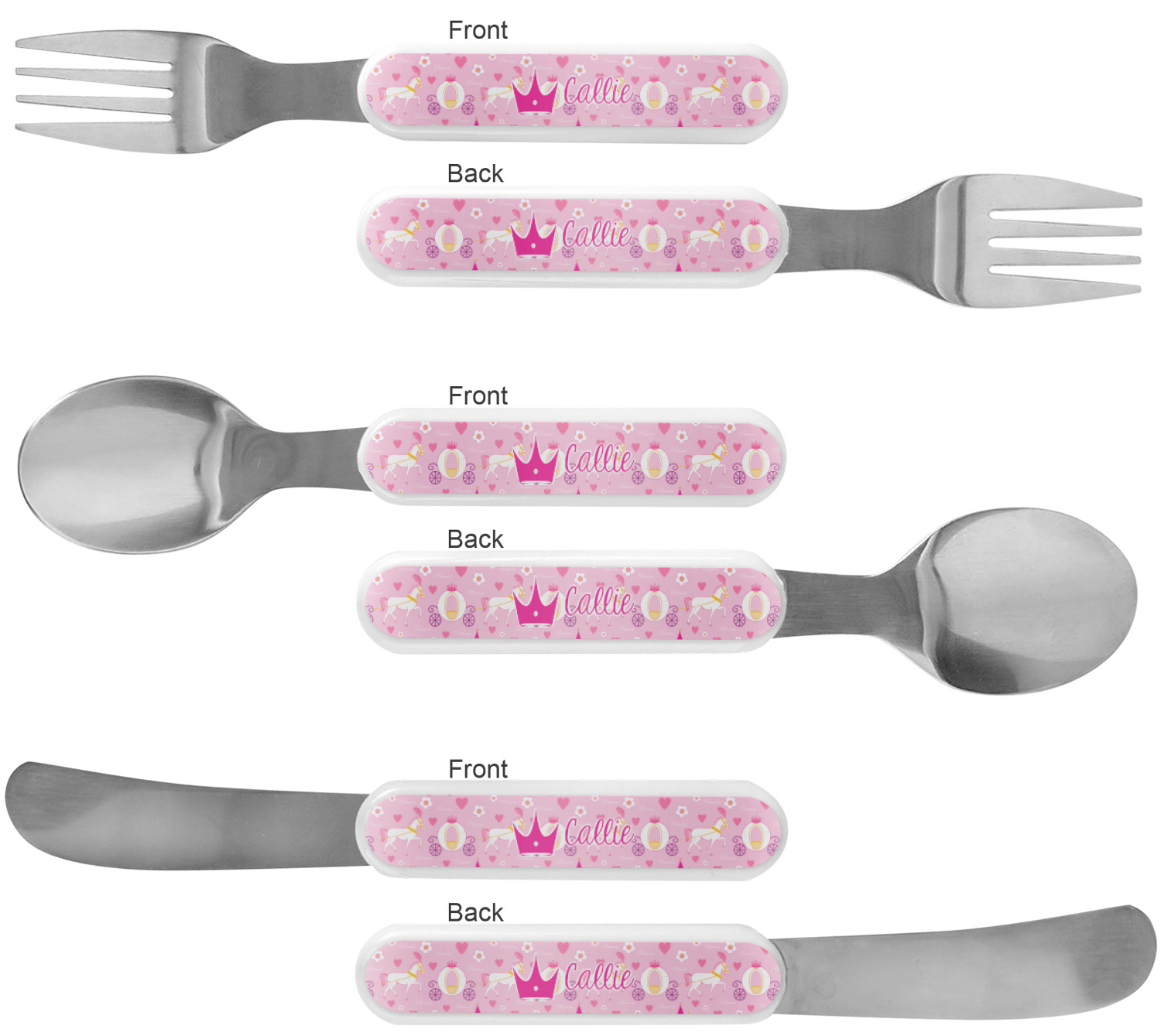 Custom Princess & Diamond Print Kid's Flatware (Personalized ...
