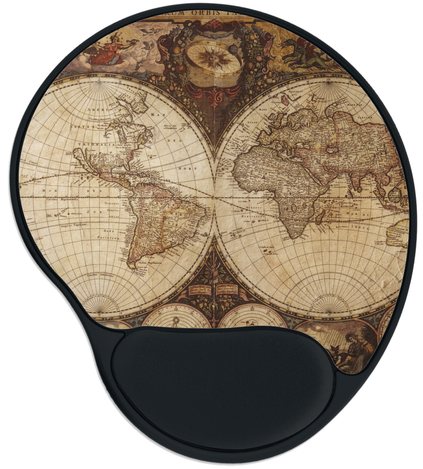 Custom Vintage World Map Mouse Pad with Wrist Support | YouCustomizeIt