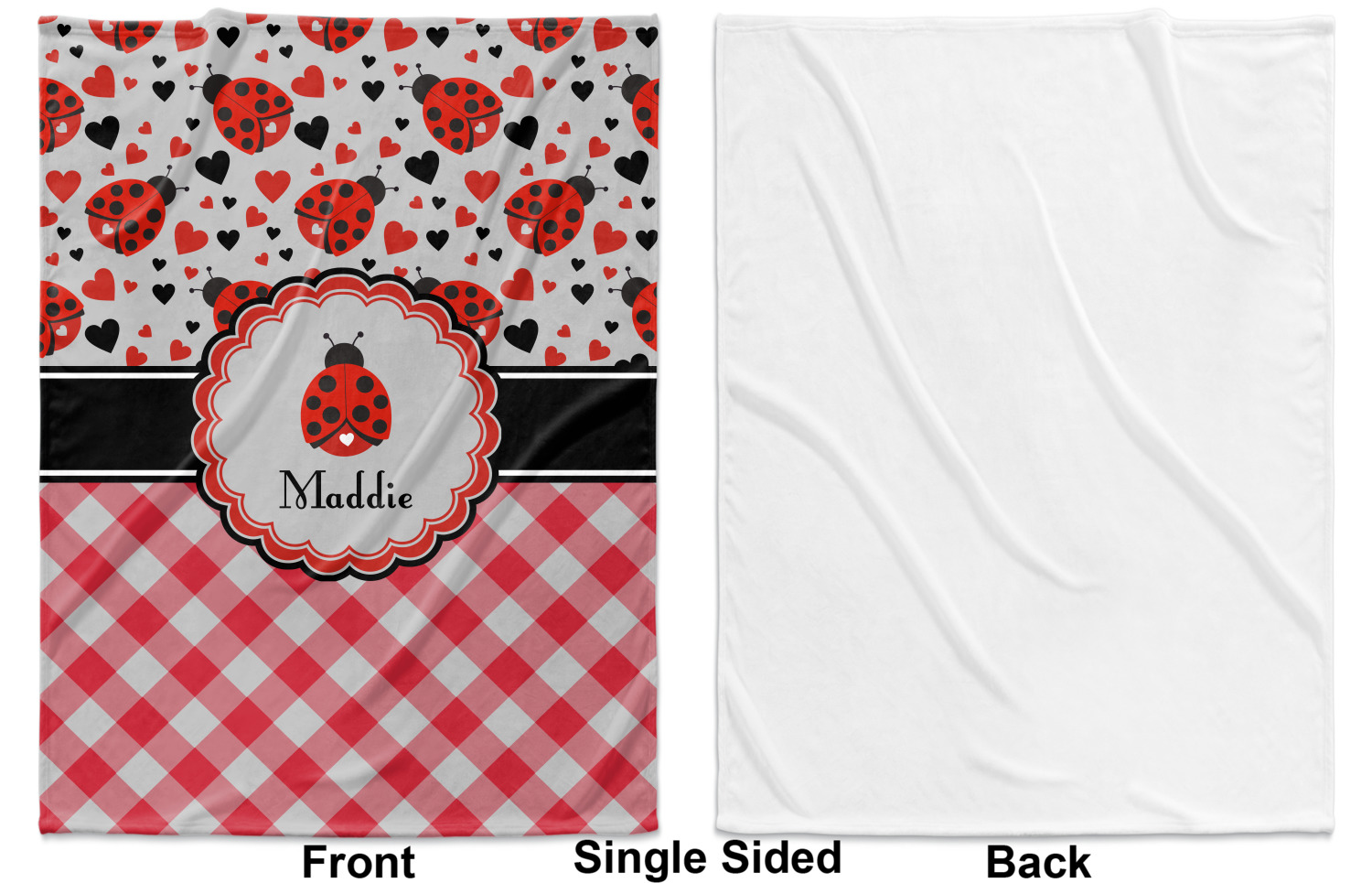 Custom Ladybugs & Gingham Minky Blanket (Personalized) | YouCustomizeIt