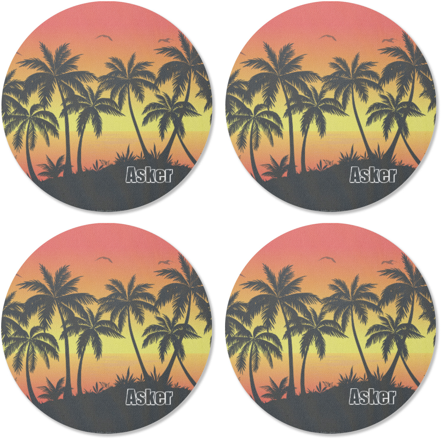 Custom Tropical Sunset Rubber Backed Coaster (Personalized) | YouCustomizeIt