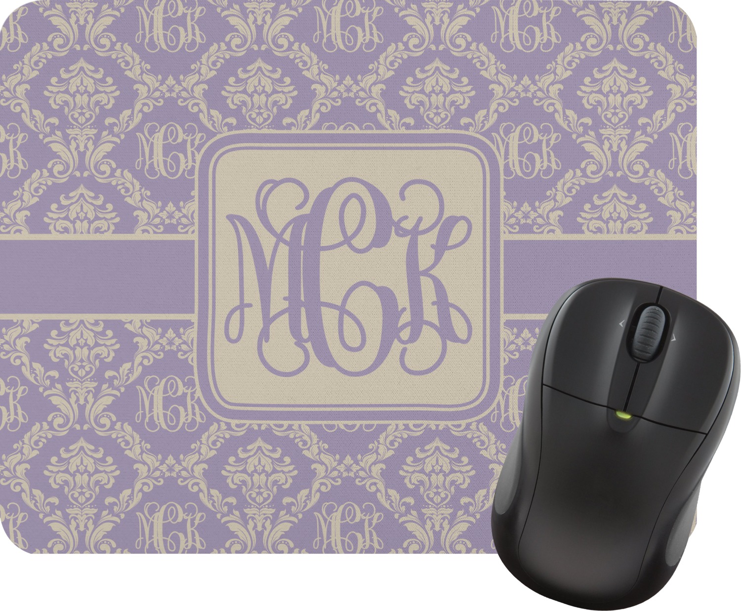 Custom Monogrammed Damask Rectangular Mouse Pad (Personalized ...