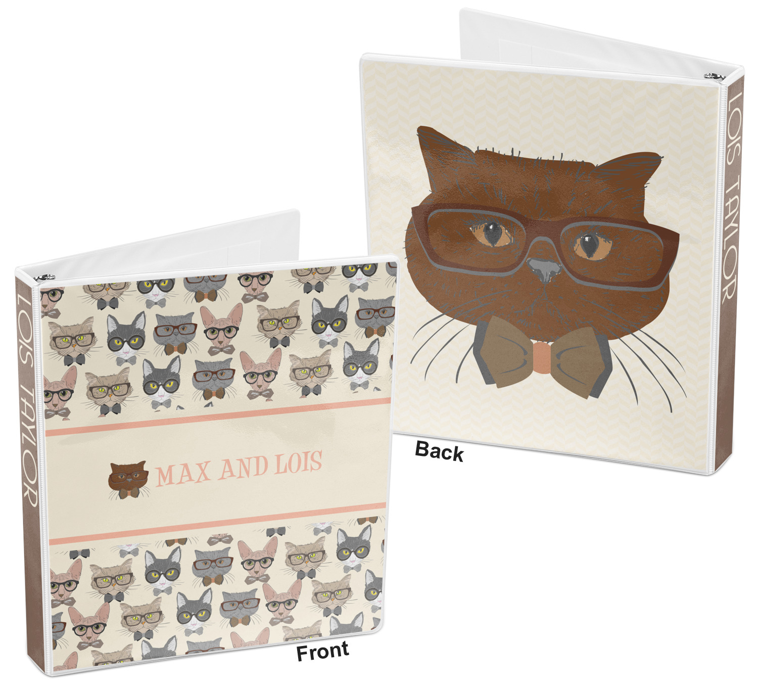 Custom Hipster Cats 3-Ring Binder - 1 inch (Personalized) | YouCustomizeIt