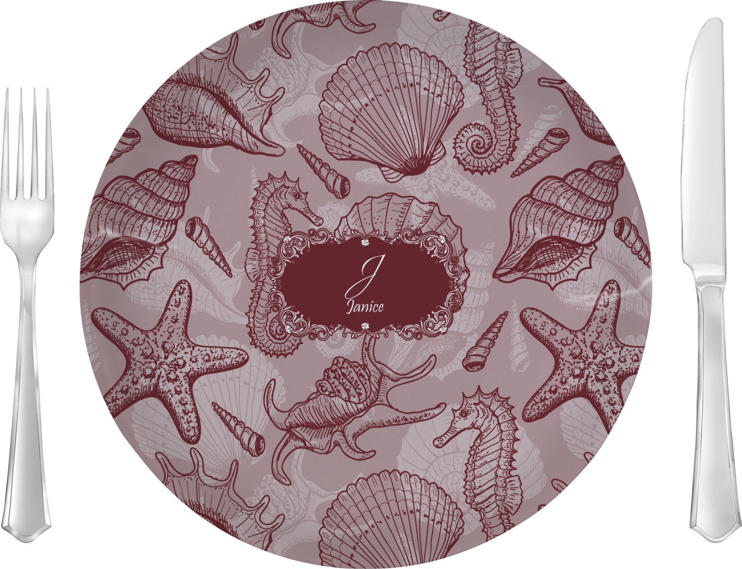 Custom Sea Shells 10" Glass Lunch / Dinner Plates - Single or Set ...