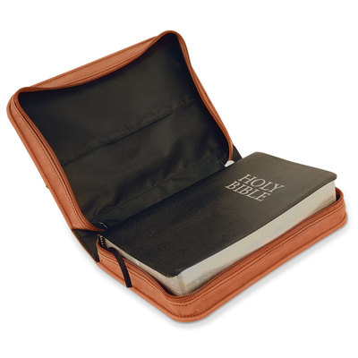 Interlocking Monogram Leatherette Bible Cover with Handle & Zipper ...