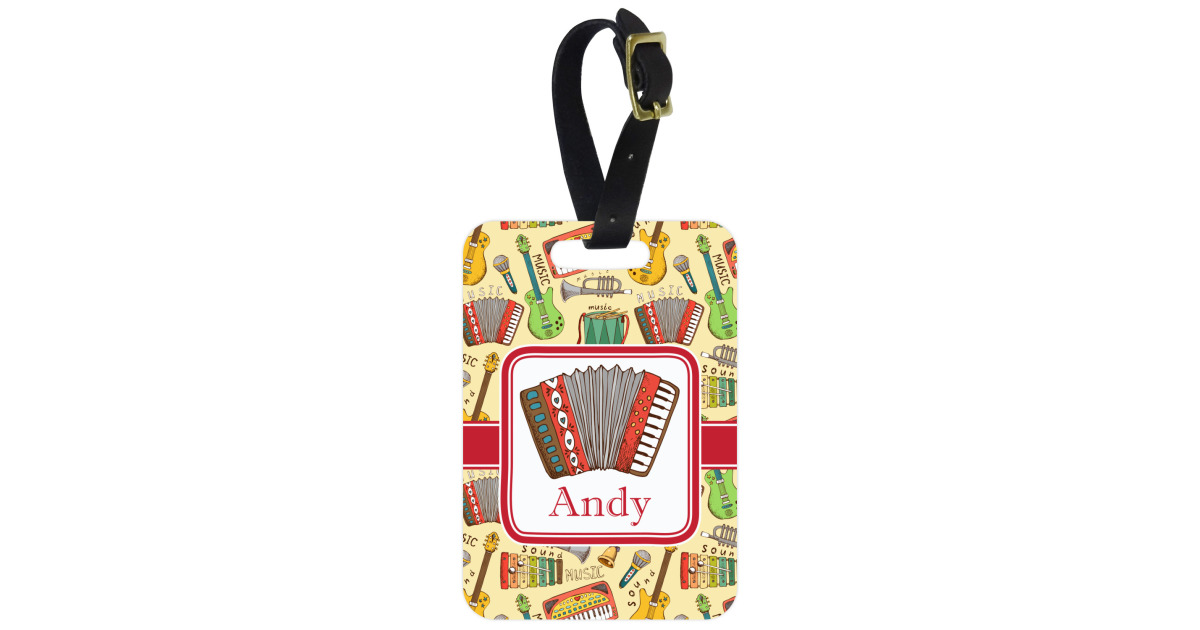 Custom Vintage Musical Instruments Metal Luggage Tag w/ Name or Text ...