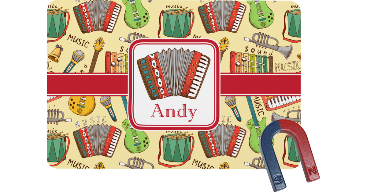 Custom Vintage Musical Instruments Rectangular Fridge Magnet ...