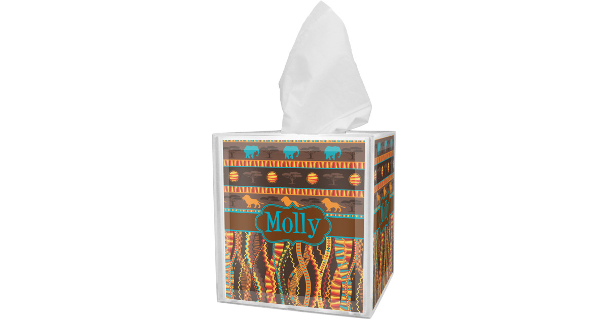 Custom African Lions & Elephants Tissue Box Cover (Personalized ...