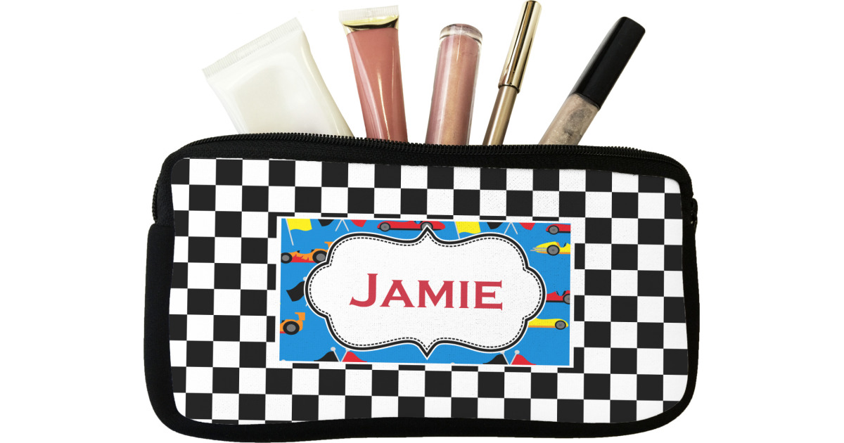 Custom Checkers & Racecars Makeup / Cosmetic Bag (Personalized ...
