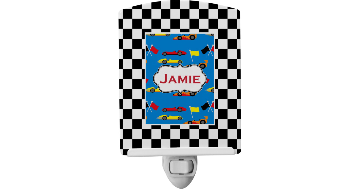 Custom Checkers & Racecars Ceramic Night Light (Personalized ...