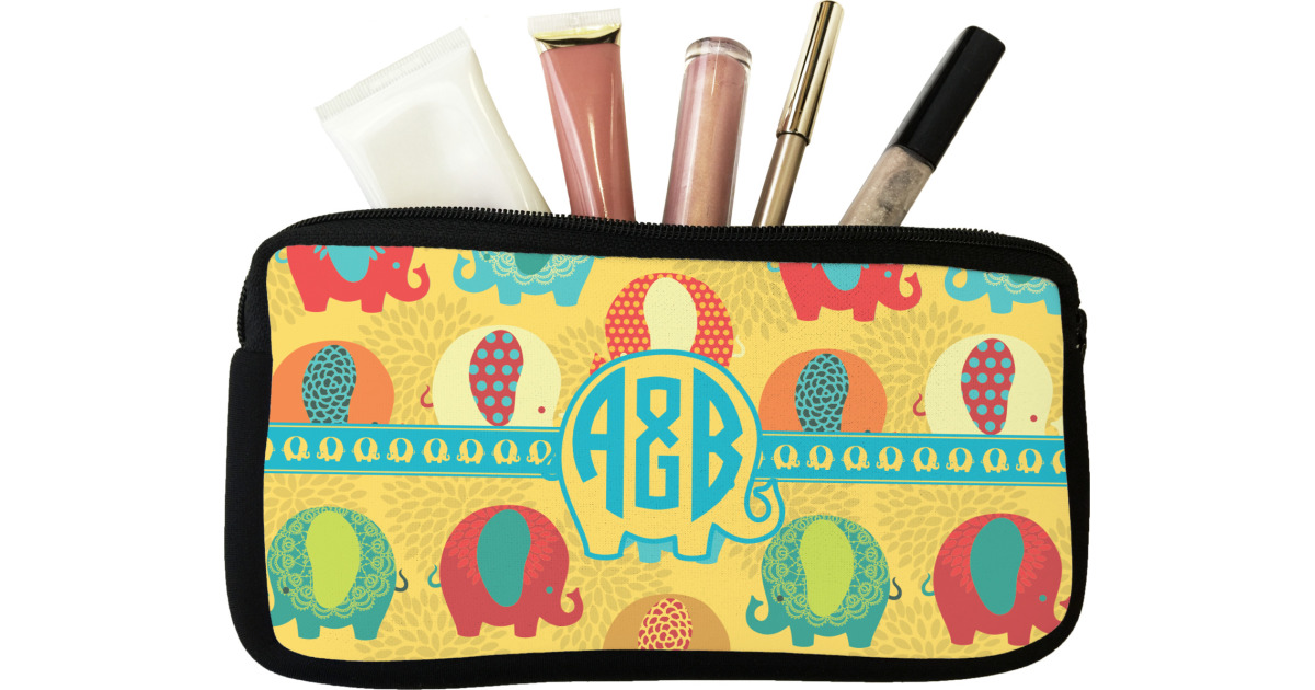 Custom Cute Elephants Makeup / Cosmetic Bag (Personalized) | YouCustomizeIt
