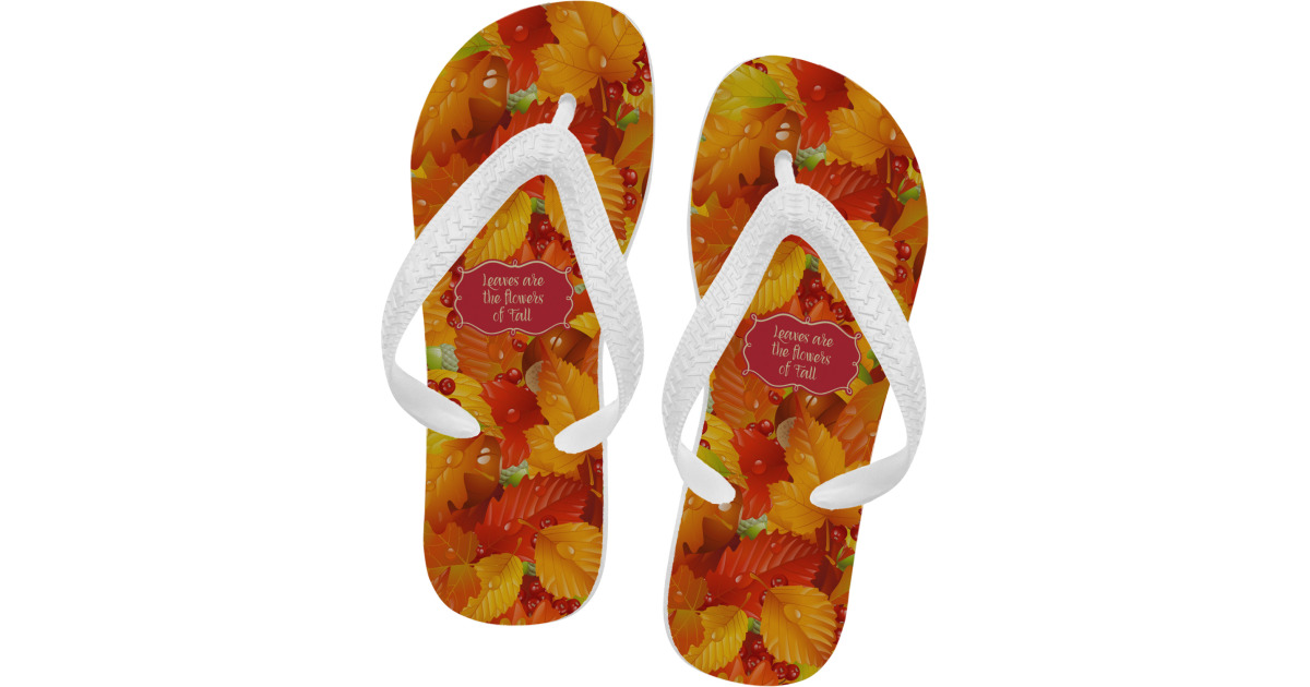Custom Fall Leaves Flip Flops | YouCustomizeIt