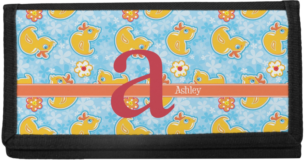 Custom Rubber Duckies & Flowers Canvas Checkbook Cover (Personalized ...