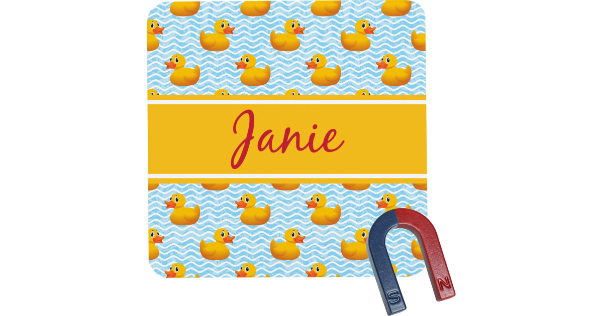 Custom Rubber Duckie Square Fridge Magnet (Personalized) | YouCustomizeIt