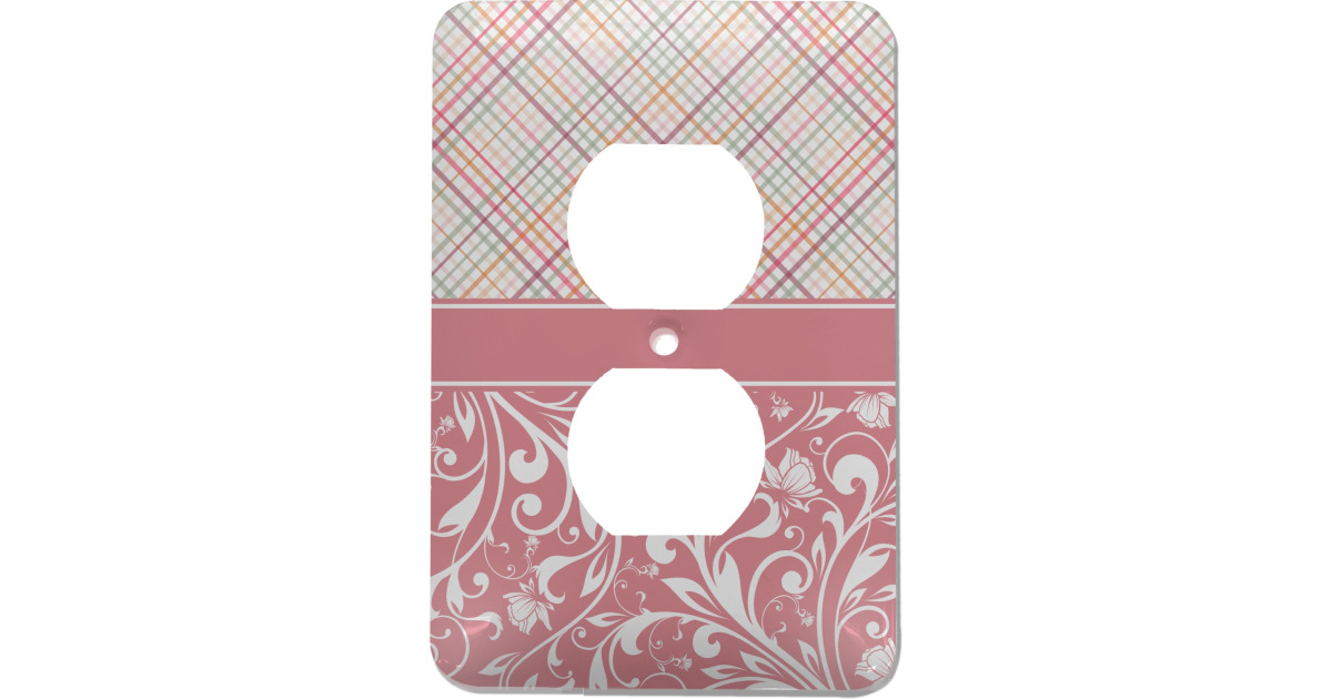 Custom Modern Plaid & Floral Electric Outlet Plate | YouCustomizeIt