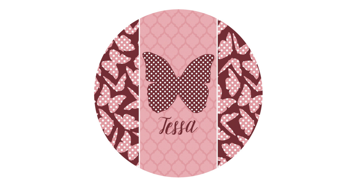 Custom Polka Dot Butterfly Round Decal (Personalized) | YouCustomizeIt
