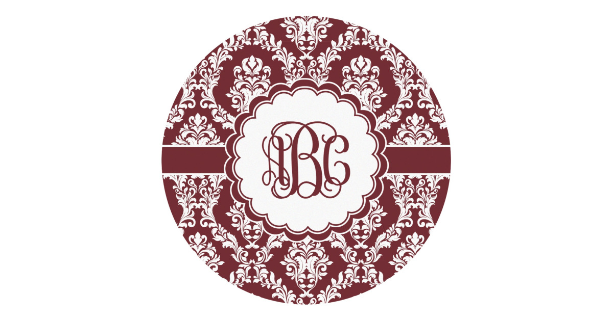 Custom Maroon & White Round Decal (Personalized) | YouCustomizeIt