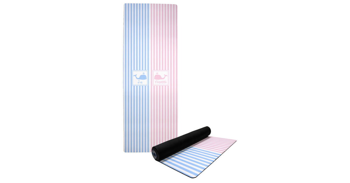 Custom Striped w/ Whales Yoga Mat (Personalized) | YouCustomizeIt