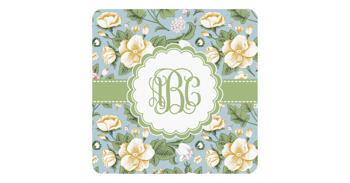 Custom Vintage Floral Square Decal - Small (Personalized) | YouCustomizeIt