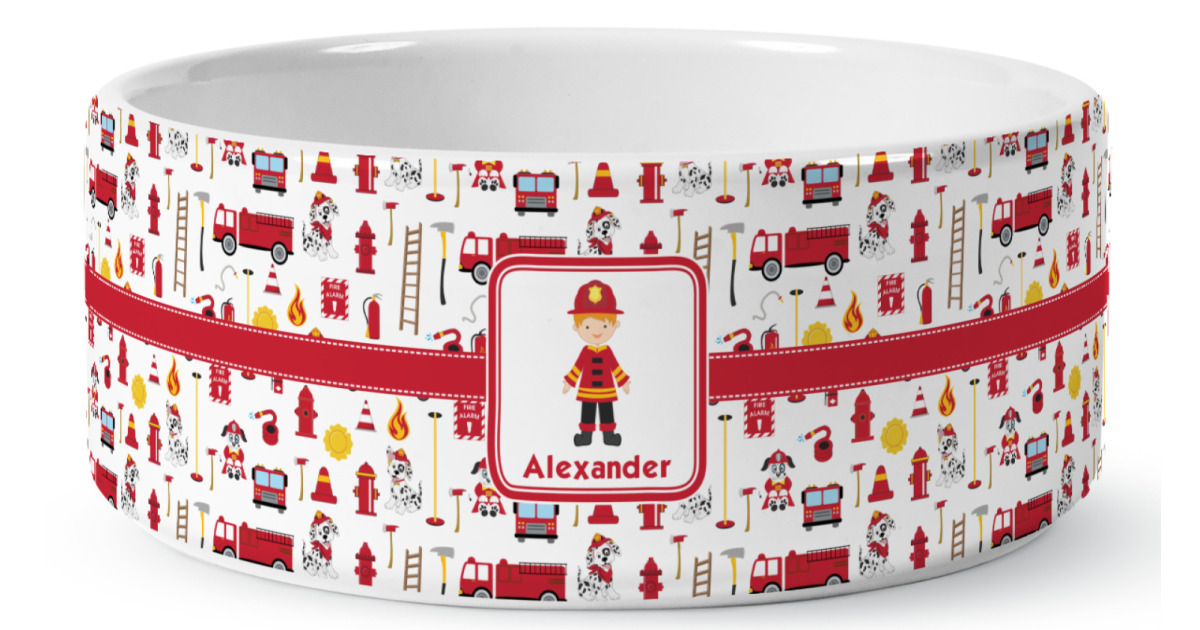 Custom Firefighter Character Ceramic Dog Bowl (Personalized ...