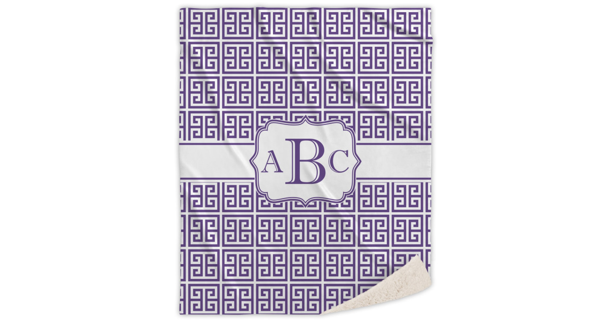 Custom Greek Key Sherpa Throw Blanket (Personalized) | YouCustomizeIt