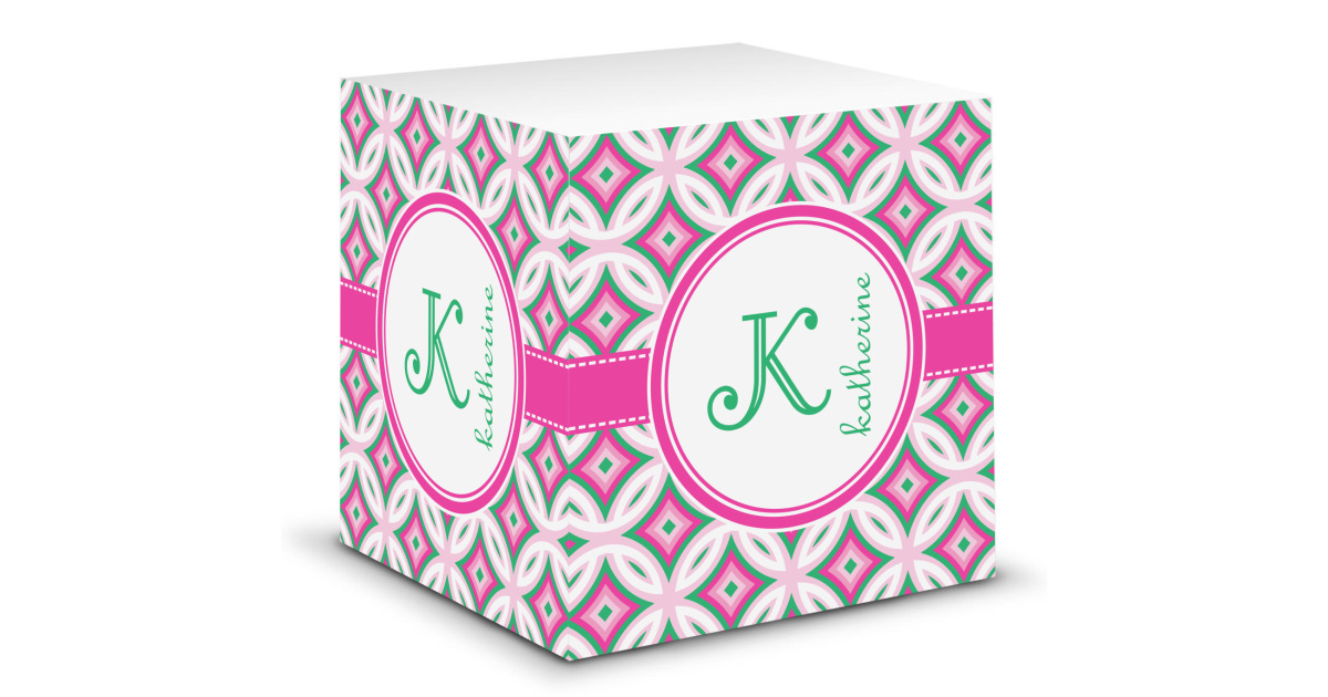 Custom Linked Circles & Diamonds Sticky Note Cube (Personalized ...