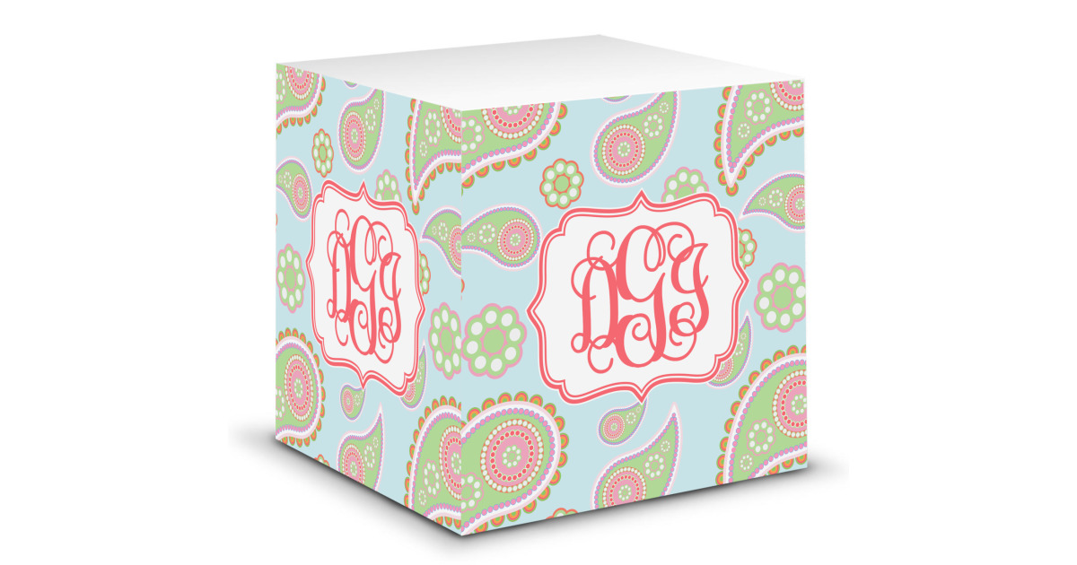 Custom Blue Paisley Sticky Note Cube (Personalized) | YouCustomizeIt