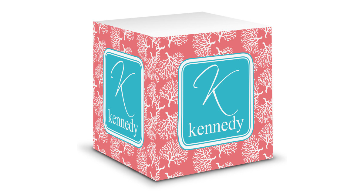 Custom Coral & Teal Sticky Note Cube (Personalized) | YouCustomizeIt