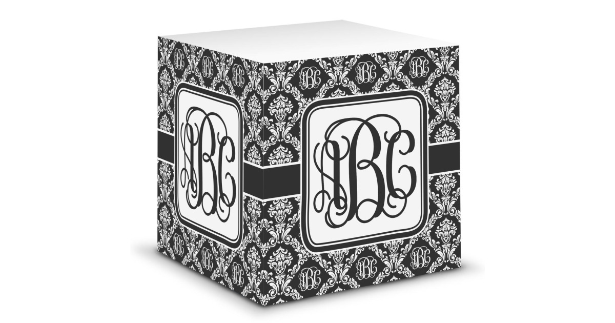 Custom Monogrammed Damask Sticky Note Cube (Personalized) | YouCustomizeIt