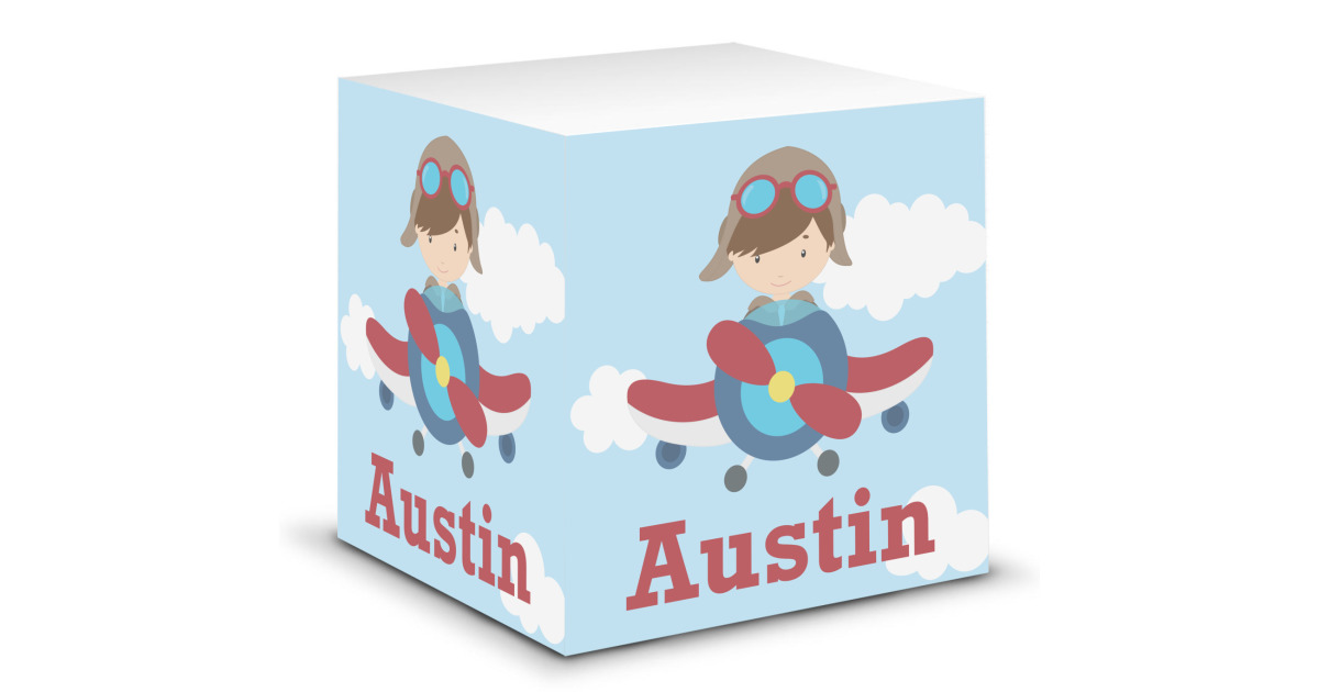 Custom Airplane & Pilot Sticky Note Cube (Personalized) | YouCustomizeIt