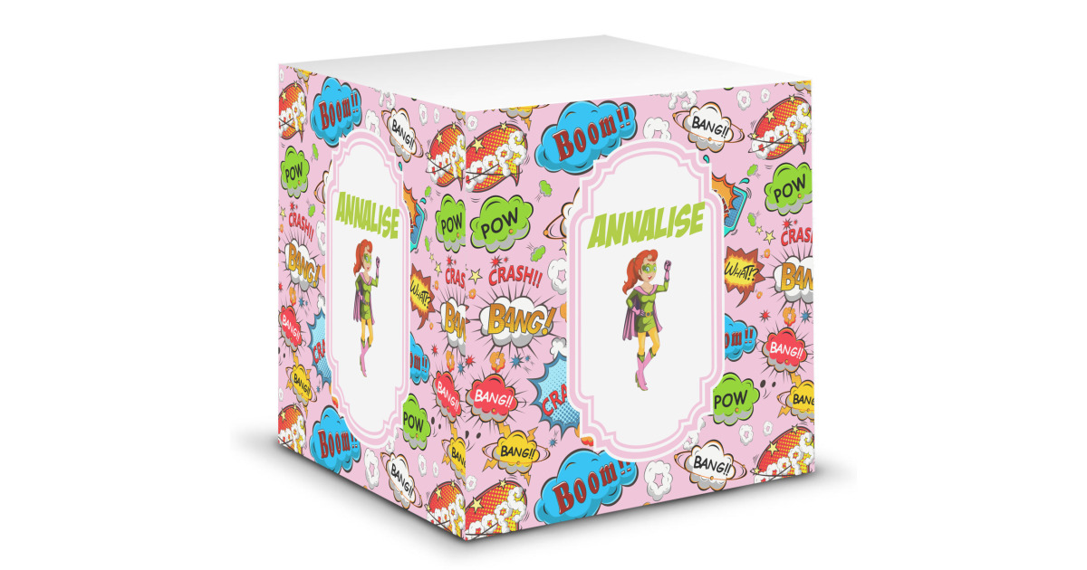 Custom Woman Superhero Sticky Note Cube (Personalized) | YouCustomizeIt