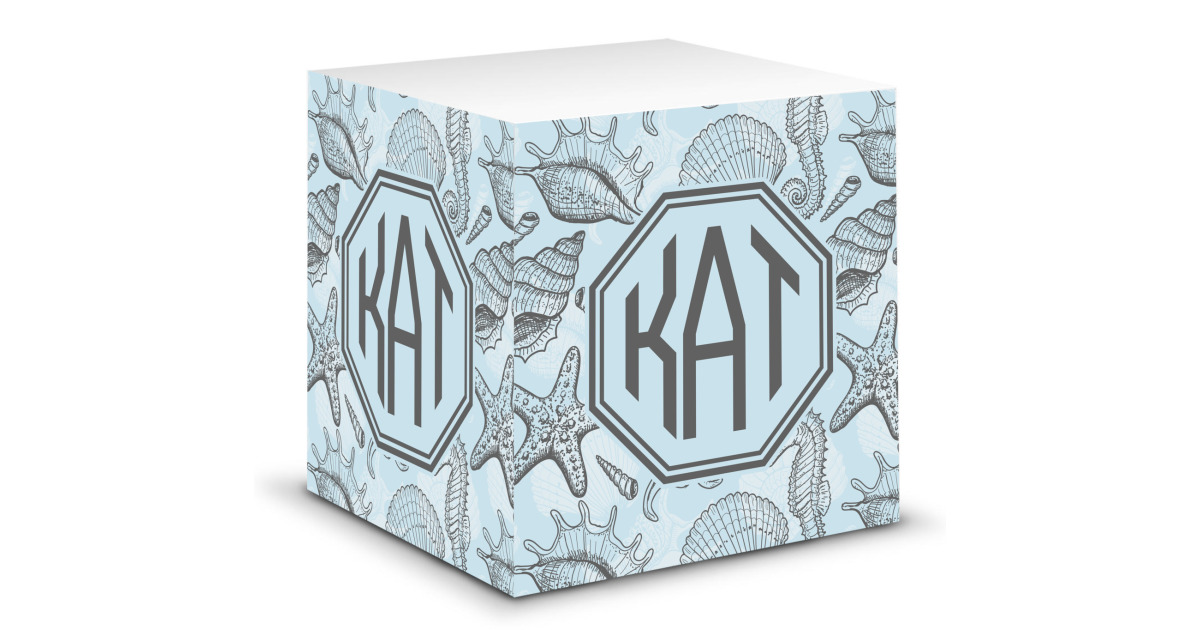 Custom Sea-blue Seashells Sticky Note Cube (Personalized) | YouCustomizeIt