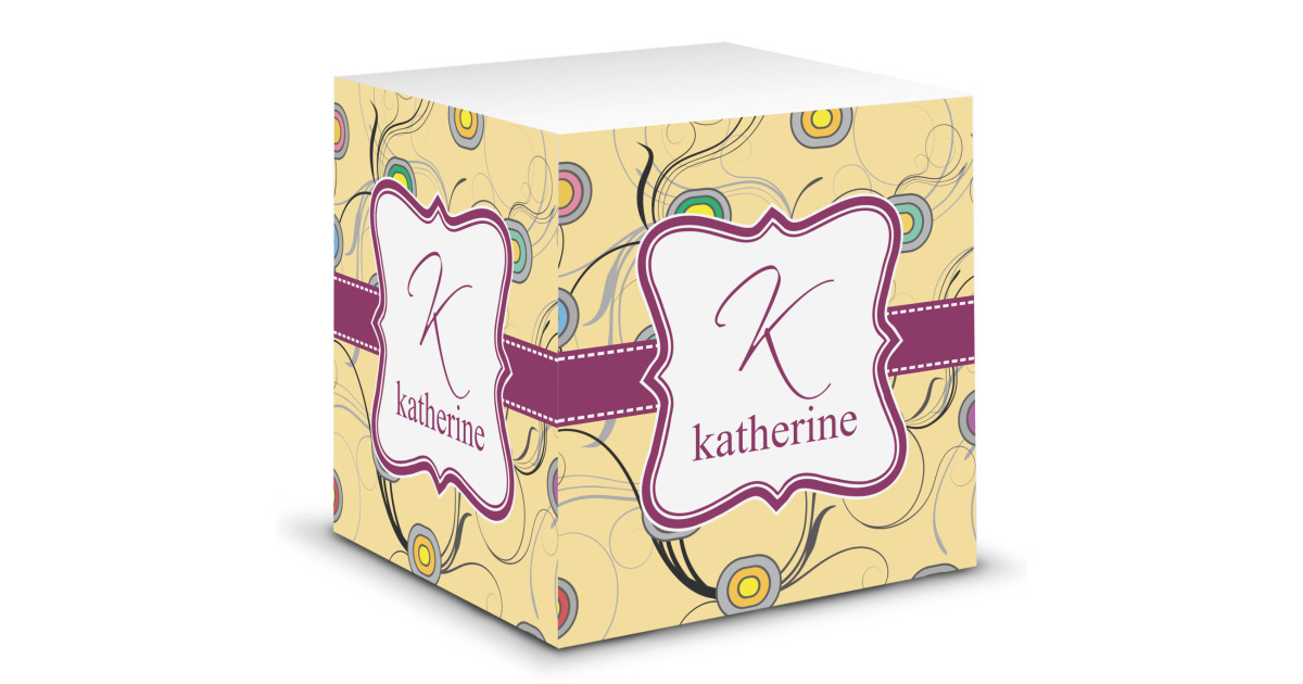 Custom Ovals & Swirls Sticky Note Cube (Personalized) | YouCustomizeIt