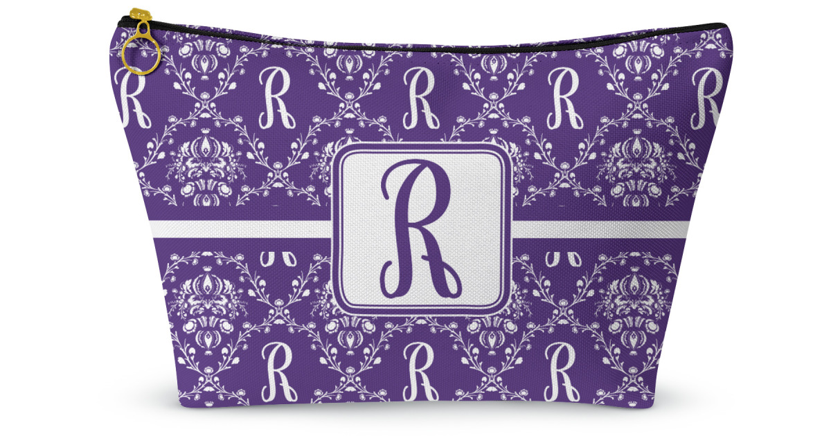 Custom Initial Damask Makeup Bag | YouCustomizeIt
