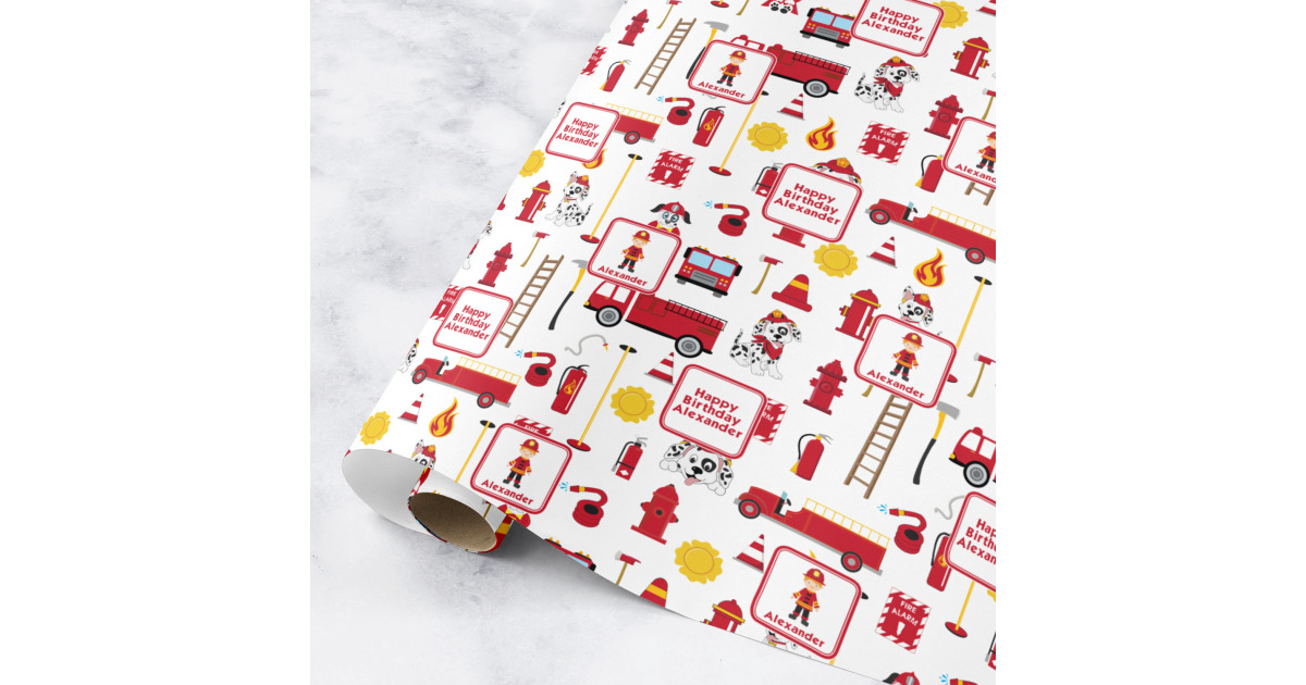 Custom Firefighter Character Wrapping Paper Roll - Small (Personalized ...