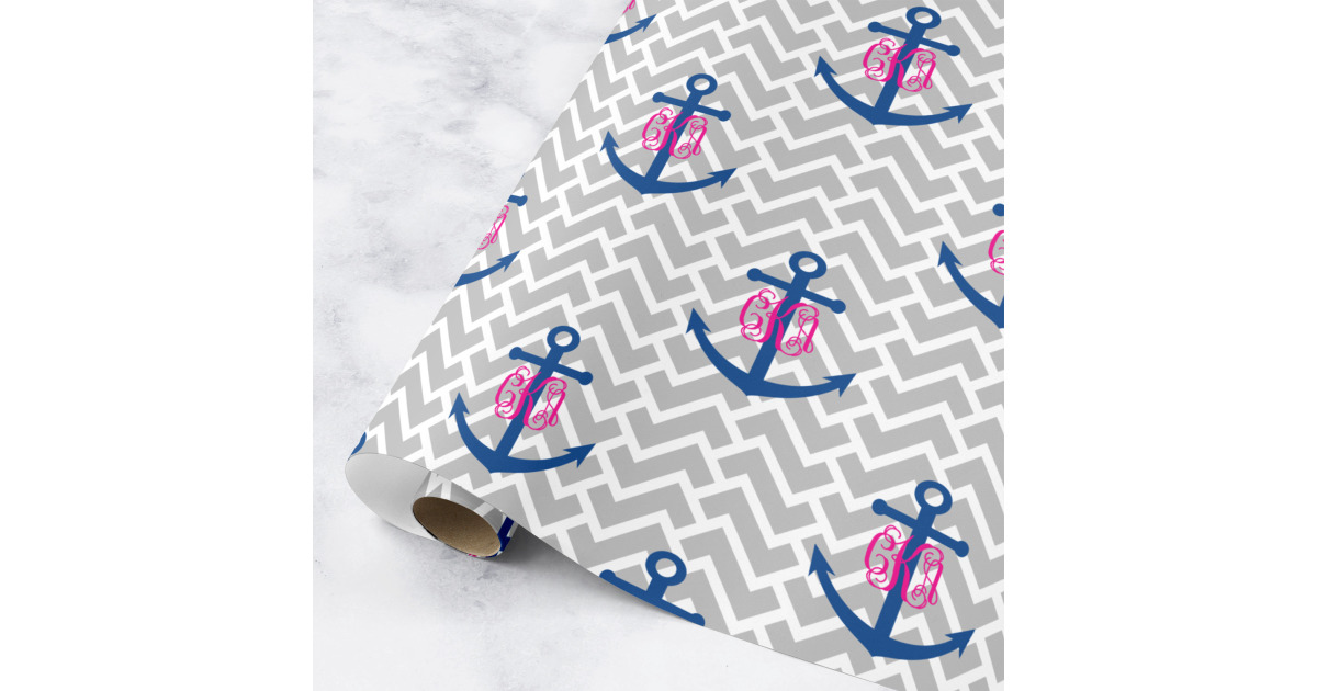Custom Monogram Anchor Wrapping Paper Roll - Small | YouCustomizeIt