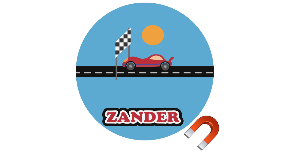 Custom Race Car Round Car Magnet - 10" (Personalized) | YouCustomizeIt