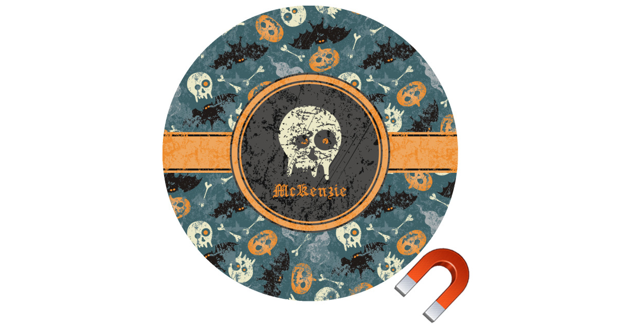 Custom Vintage / Grunge Halloween Round Car Magnet - 10" (Personalized ...