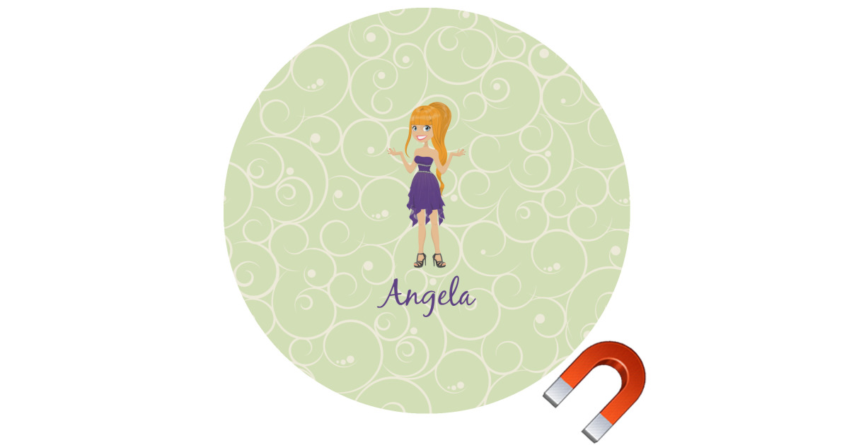Custom Custom Character (Woman) Round Car Magnet - 10" (Personalized ...
