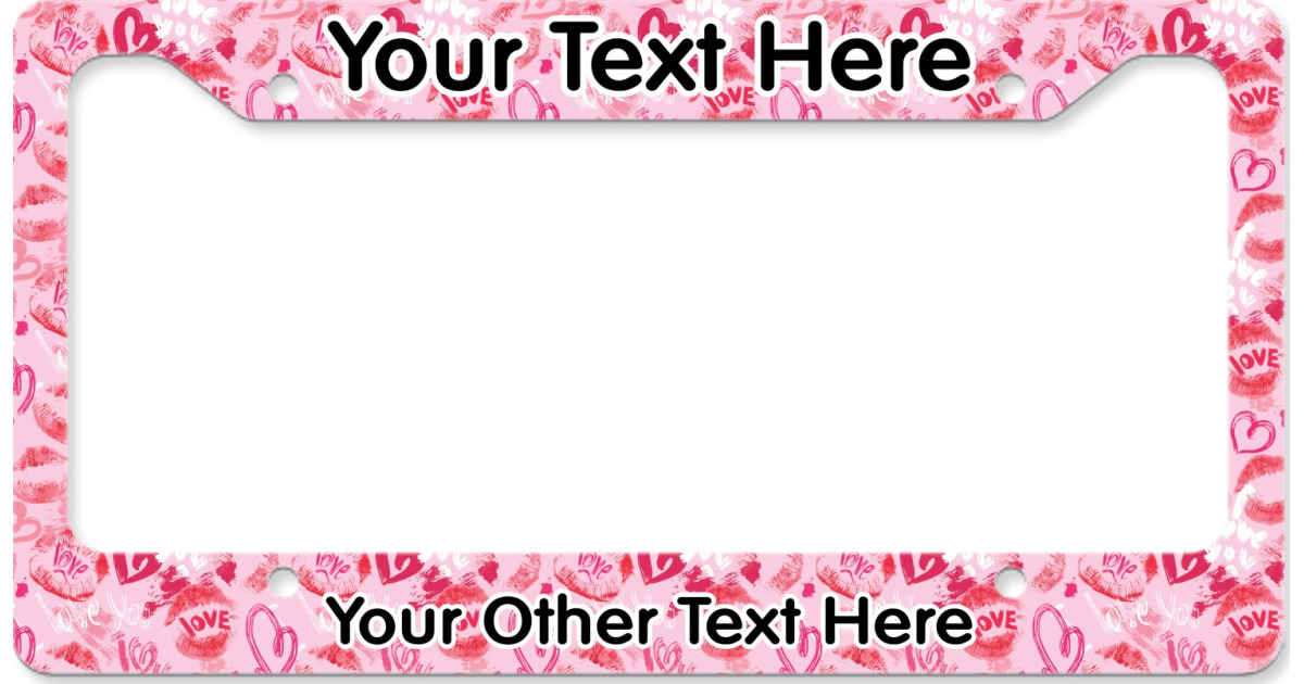 Custom Lips n Hearts License Plate Frame - Style B (Personalized ...